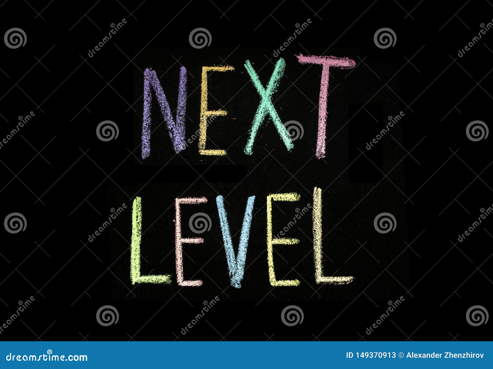 Colored Text `next Level` Written on Chalkboard Stock Image - Image of ...