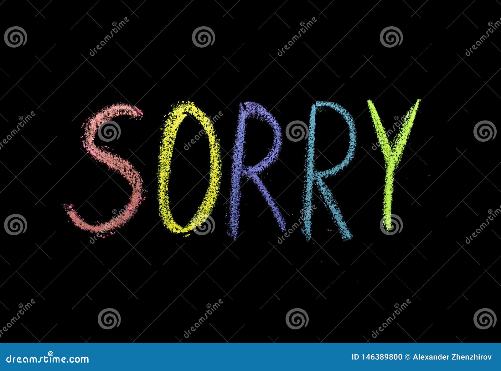 Colored Text Sorry Drawned on Chalkboard Stock Illustration ...