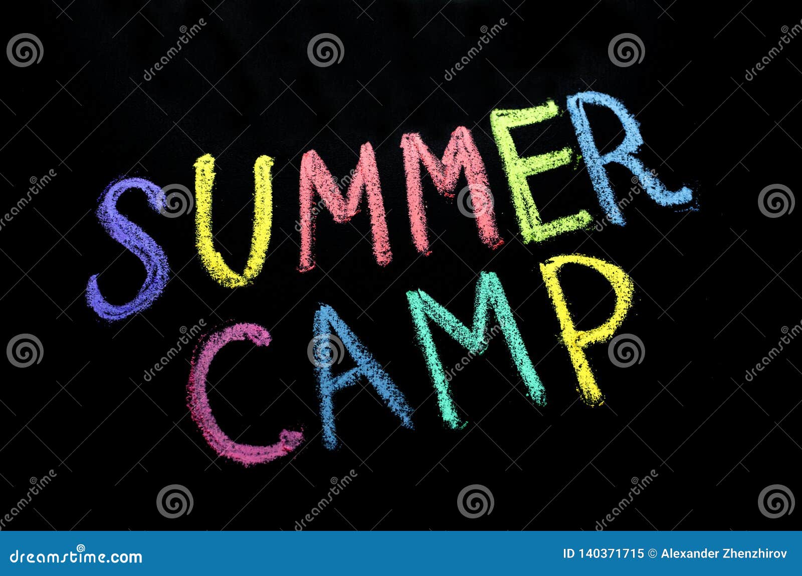 Colored Text Summer Camp on Blackboard Stock Image - Image of colored ...
