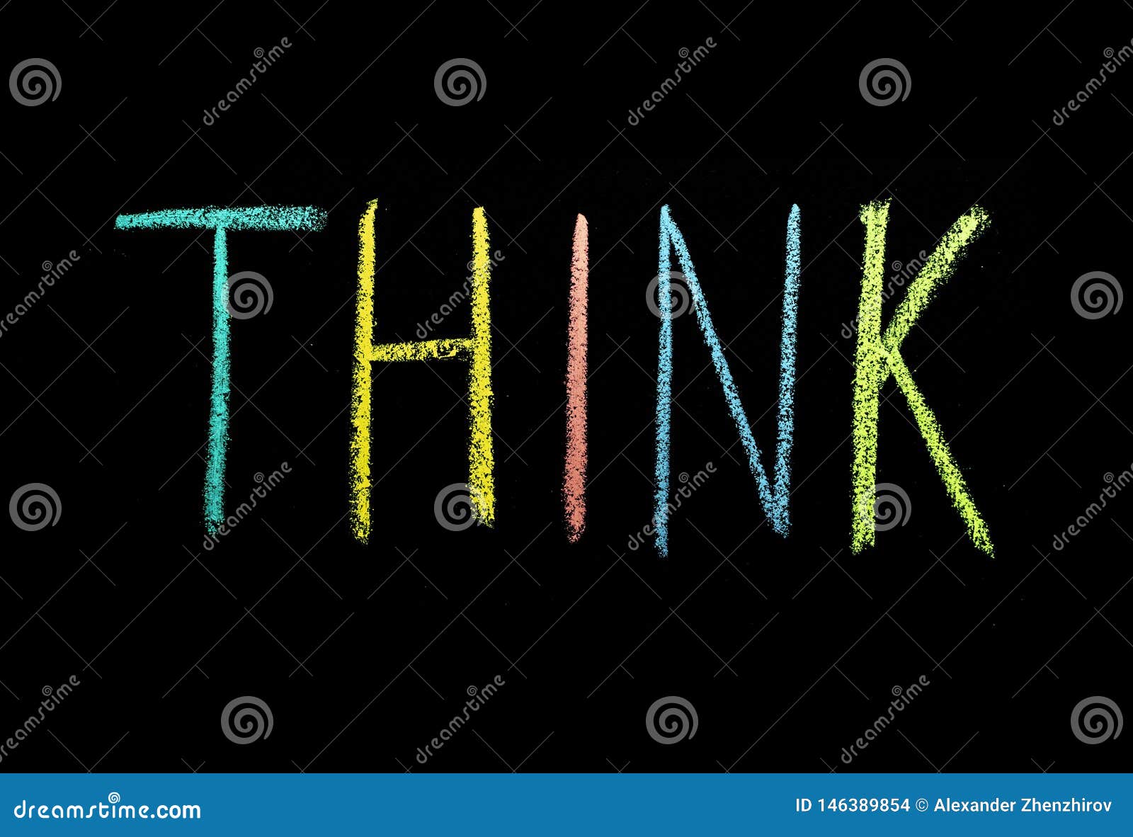 Colored Text Think Drawned on Chalkboard Stock Illustration ...