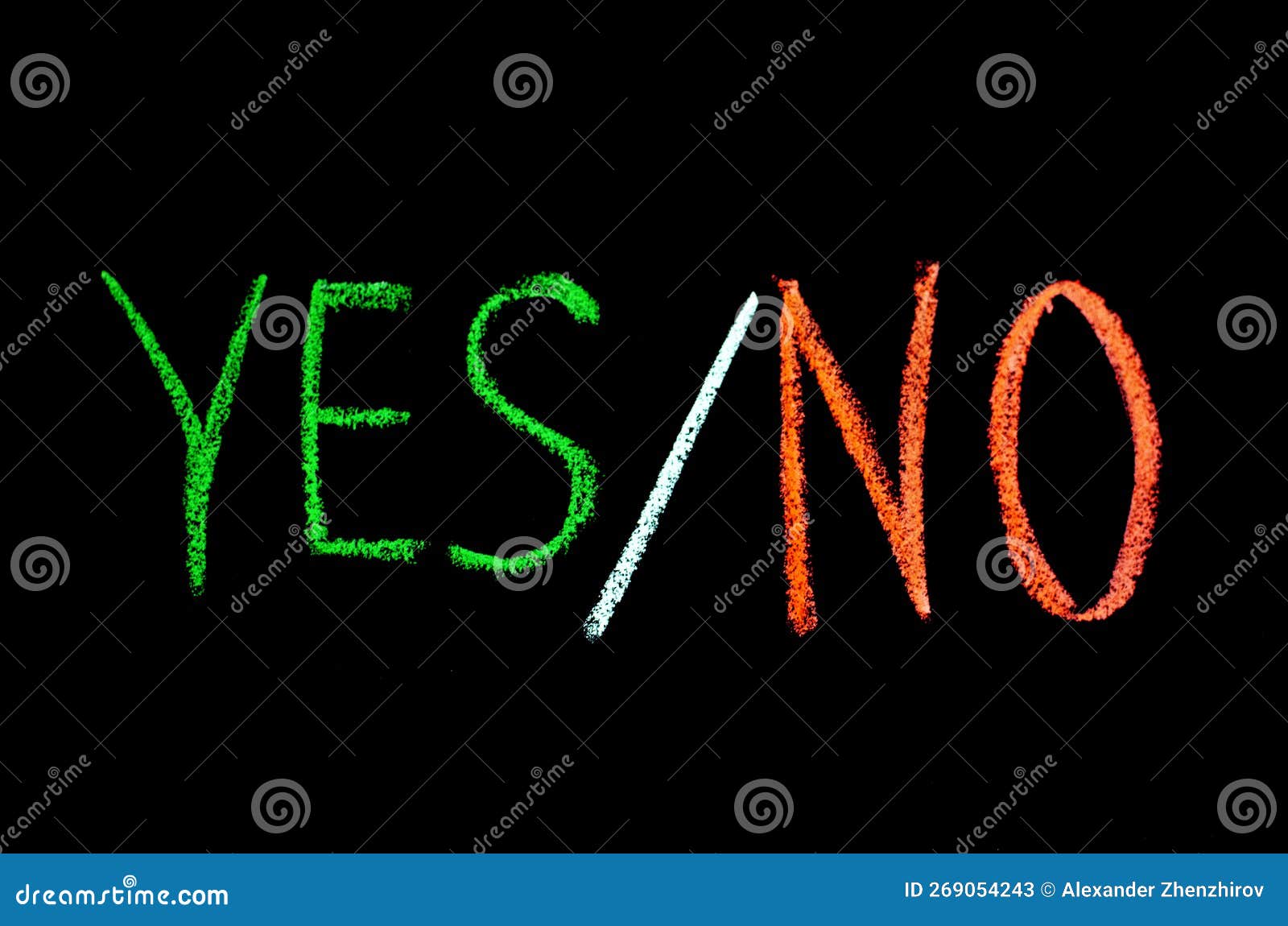 Colored Text Yes or No Drawn on Blackboard. Stock Image - Image of ...