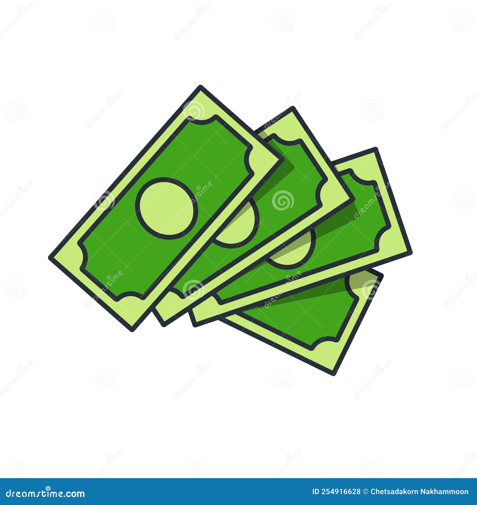 Colored Thin Icon of Banknote Stock Vector - Illustration of isolate ...