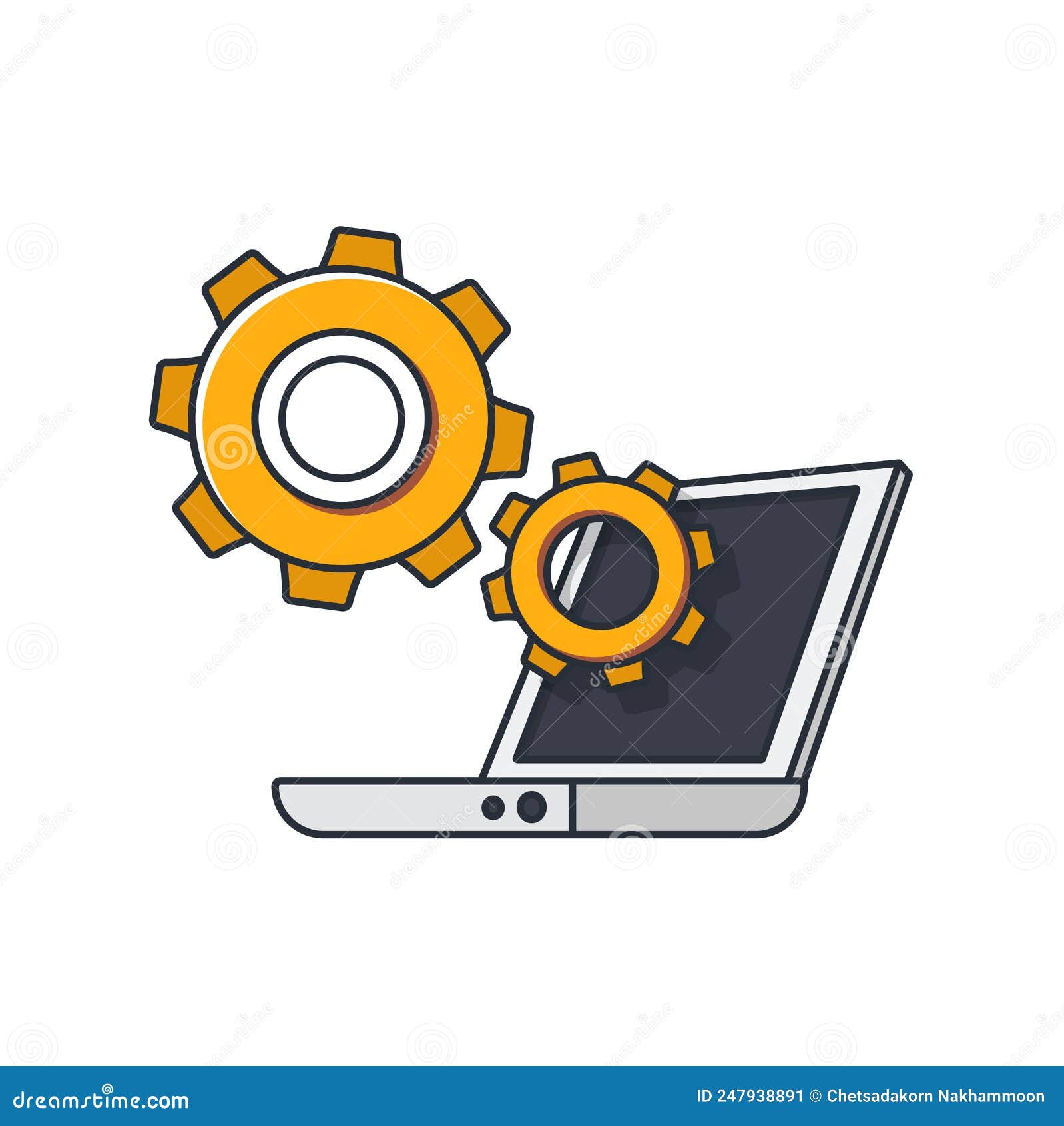 Colored Thin Icon of Computer Notebook Setting Stock Vector ...