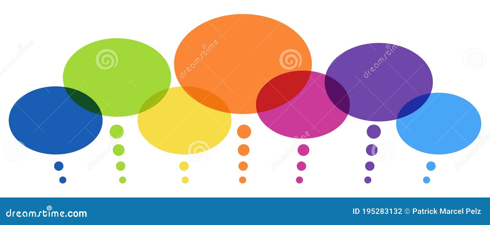 Colored Thought Bubbles in a Row Stock Vector - Illustration of variety ...