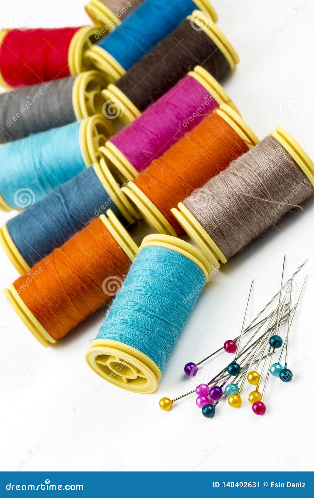 Colored Thread Coils on White Background, Sewing Stock Image - Image of ...