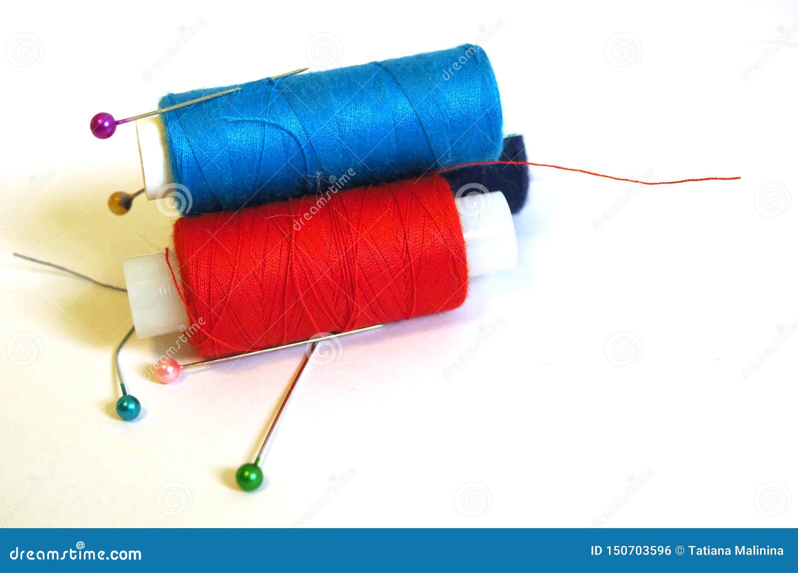 Colored Thread Coils on White Background, Sewing, Stock Photo - Image ...