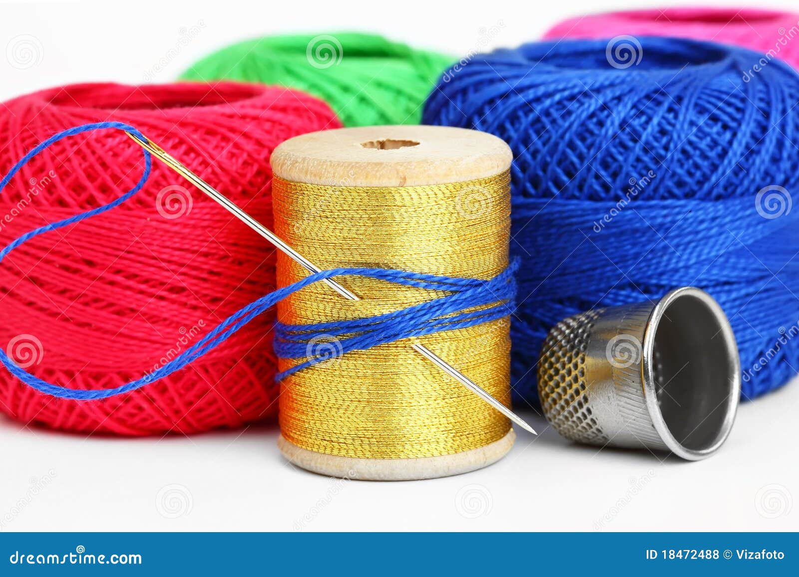 Colored thread, needles stock photo. Image of rainbow - 18472488