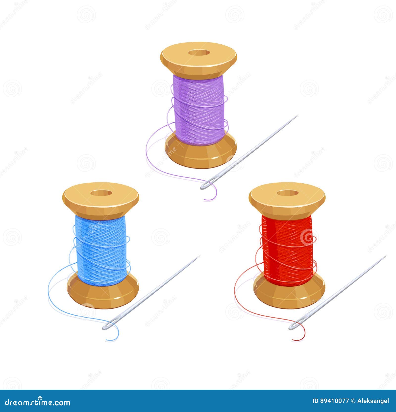 Colored Thread Reel with Needle. Stock Vector - Illustration of colored ...