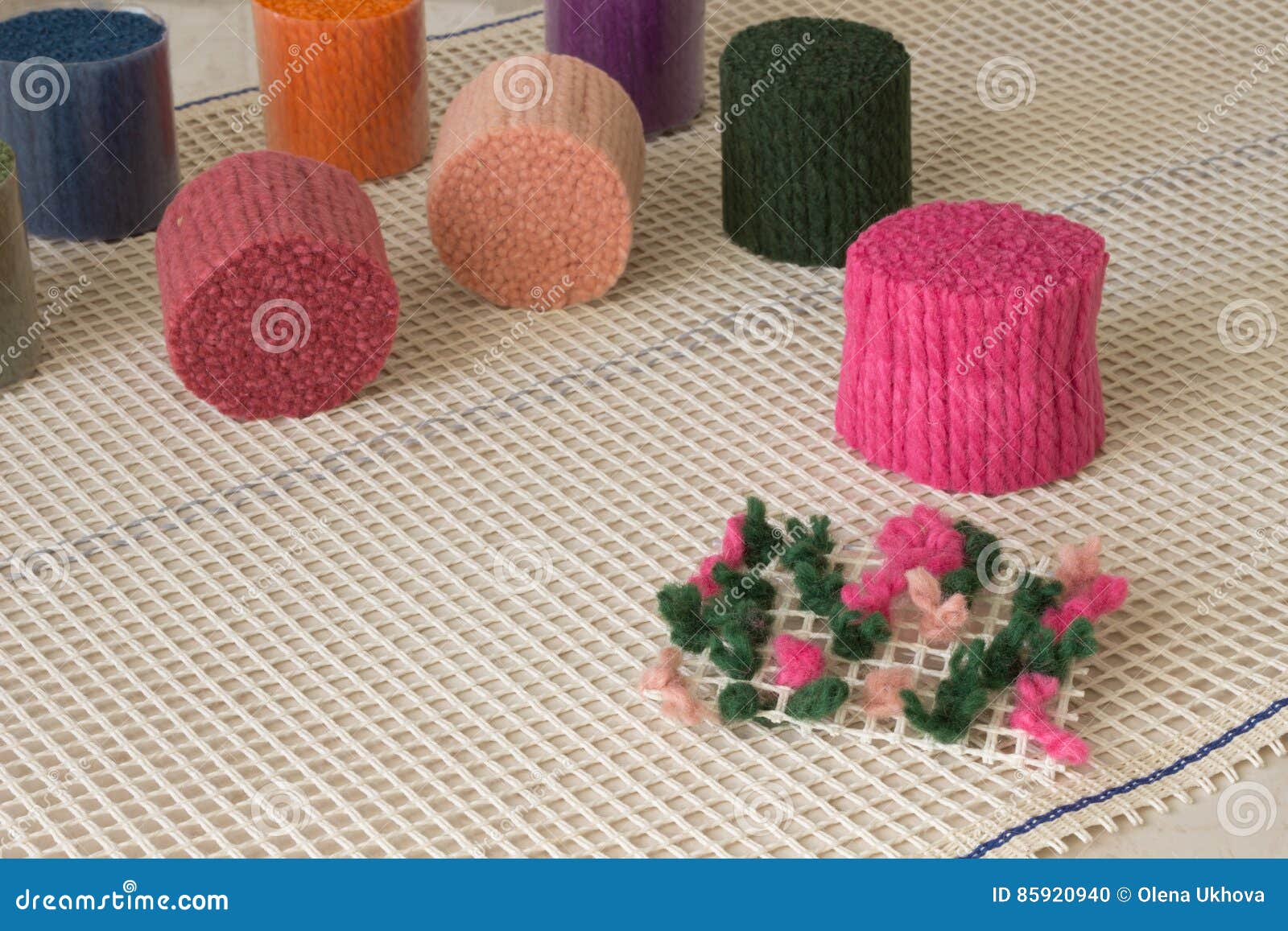 Colored Thread Tangles on a Grid for Carpet Weaving. Handmade Stock ...