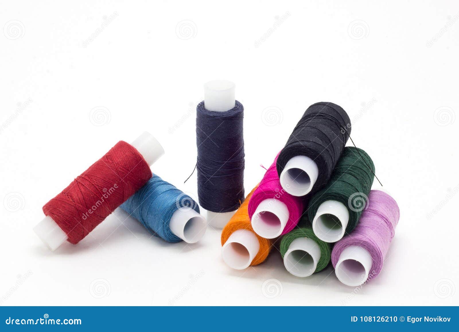 Colored Thread on White Background, Sewing Stock Photo - Image of ...