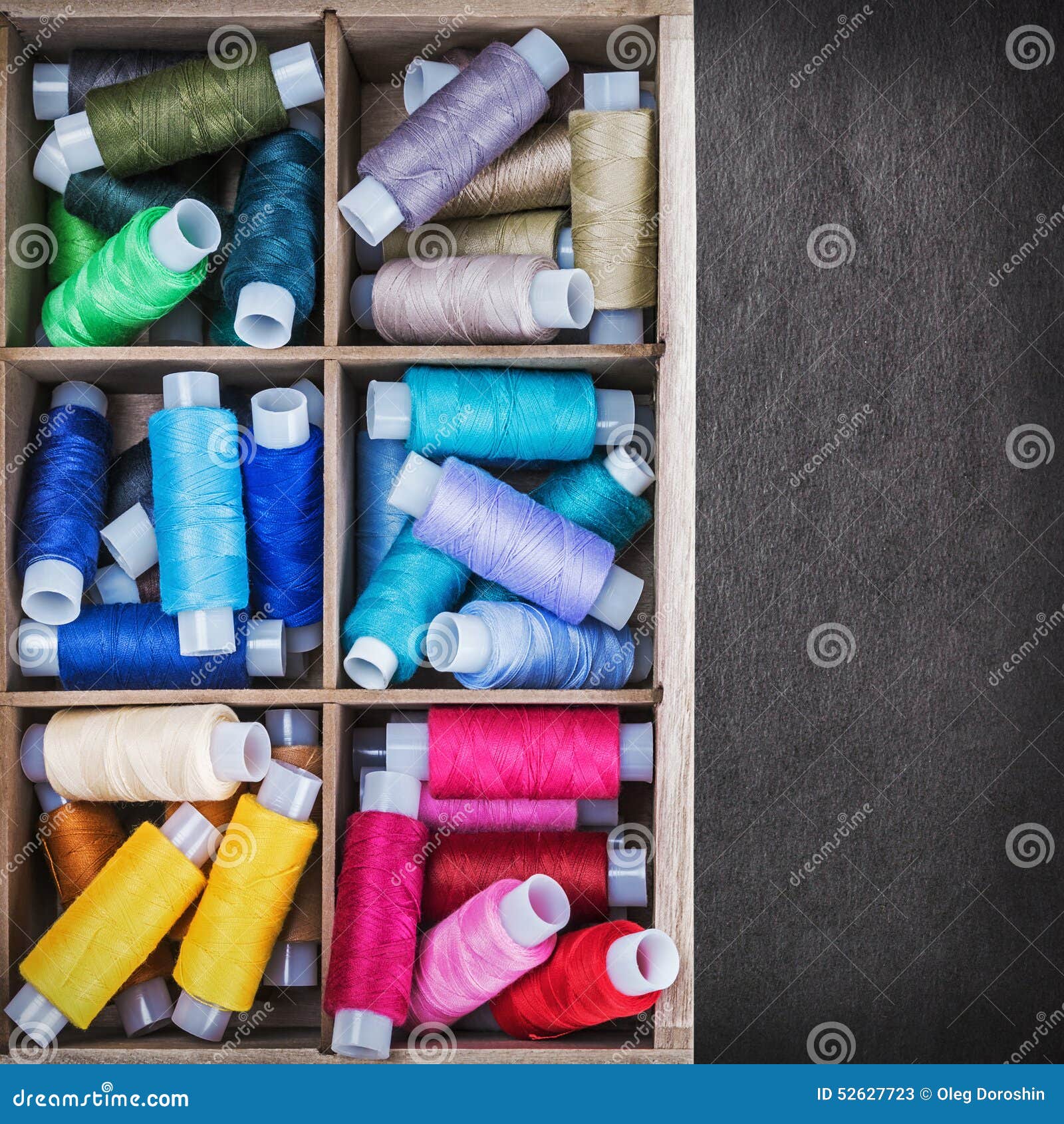 Colored Thread Wooden Box Black Background Stock Photos - Free ...