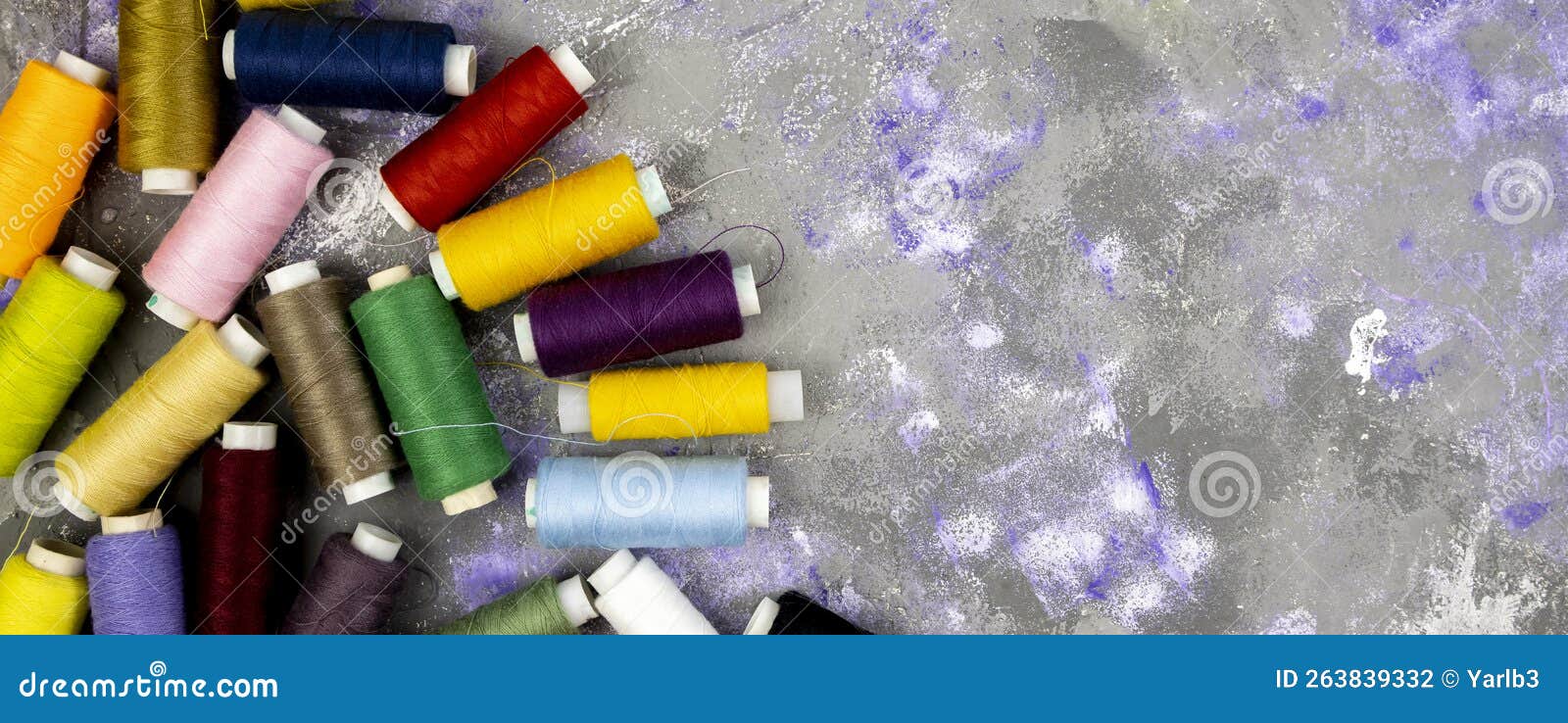 Colored Threads Frame on an Colored Background, Top View, Space for ...