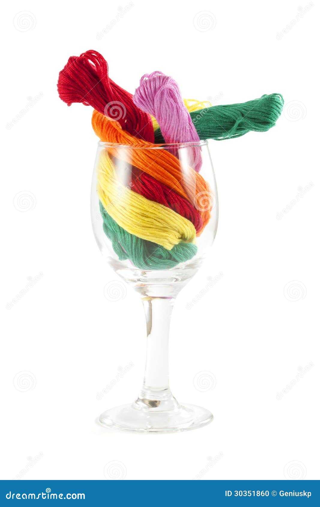 Colored threads in a glass stock photo. Image of technology - 30351860