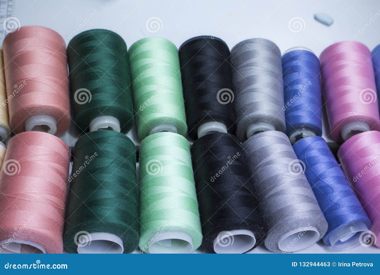 Colored Threads in Production Stock Image - Image of count, pattern ...