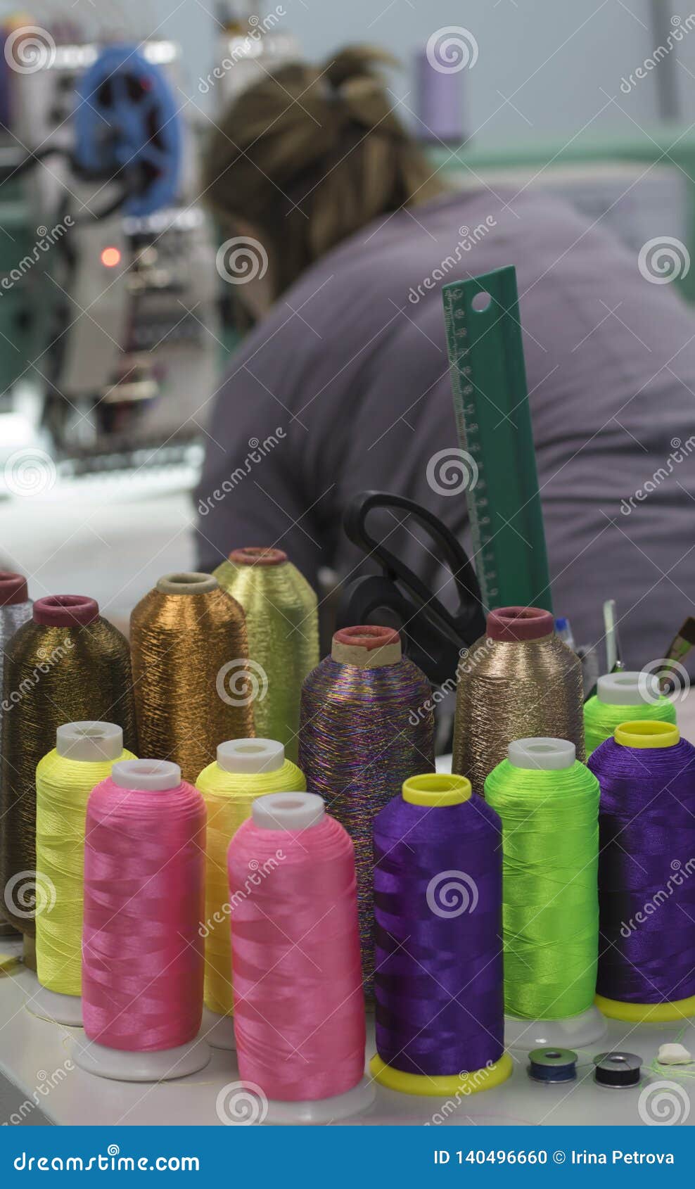 Colored Threads are on the Table for Embroidery on a Modern Embroidery ...