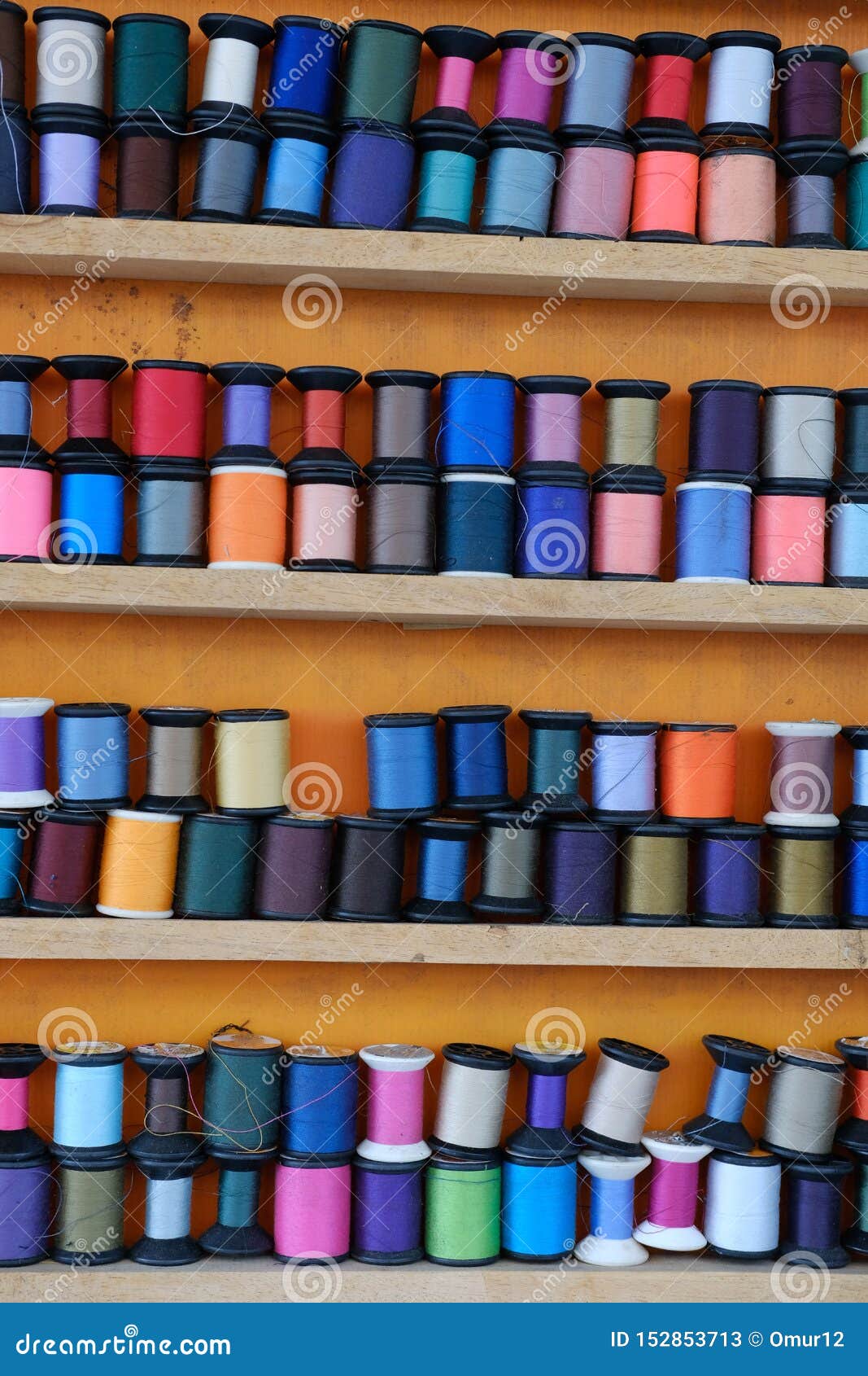 Colored Threads on a Tailor`s Shelf Stock Image - Image of background ...