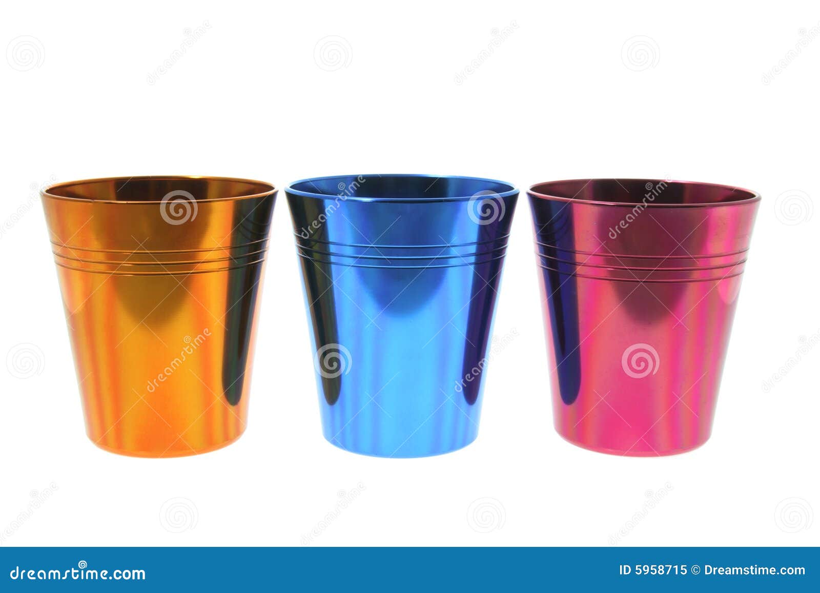 Colored Tin Cups stock image. Image of white, coloured - 5958715