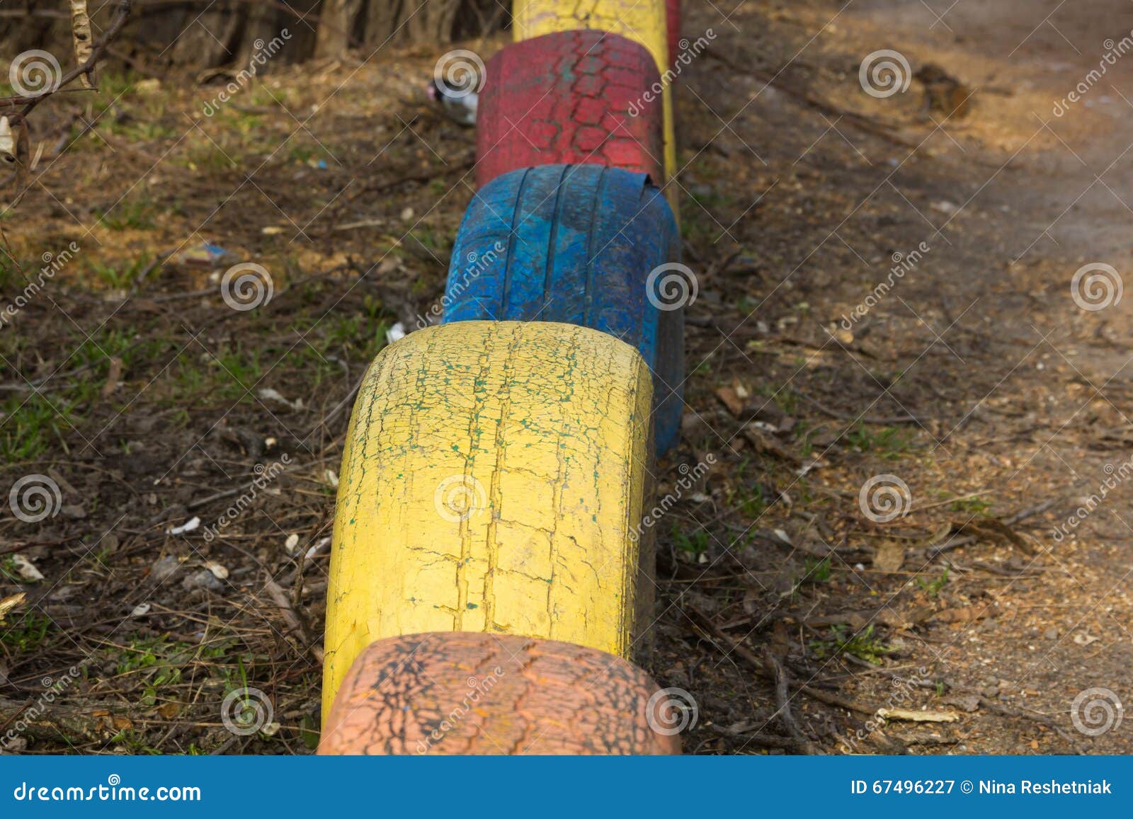 Colored Tires As a Decoration Stock Image - Image of recycling, cell ...
