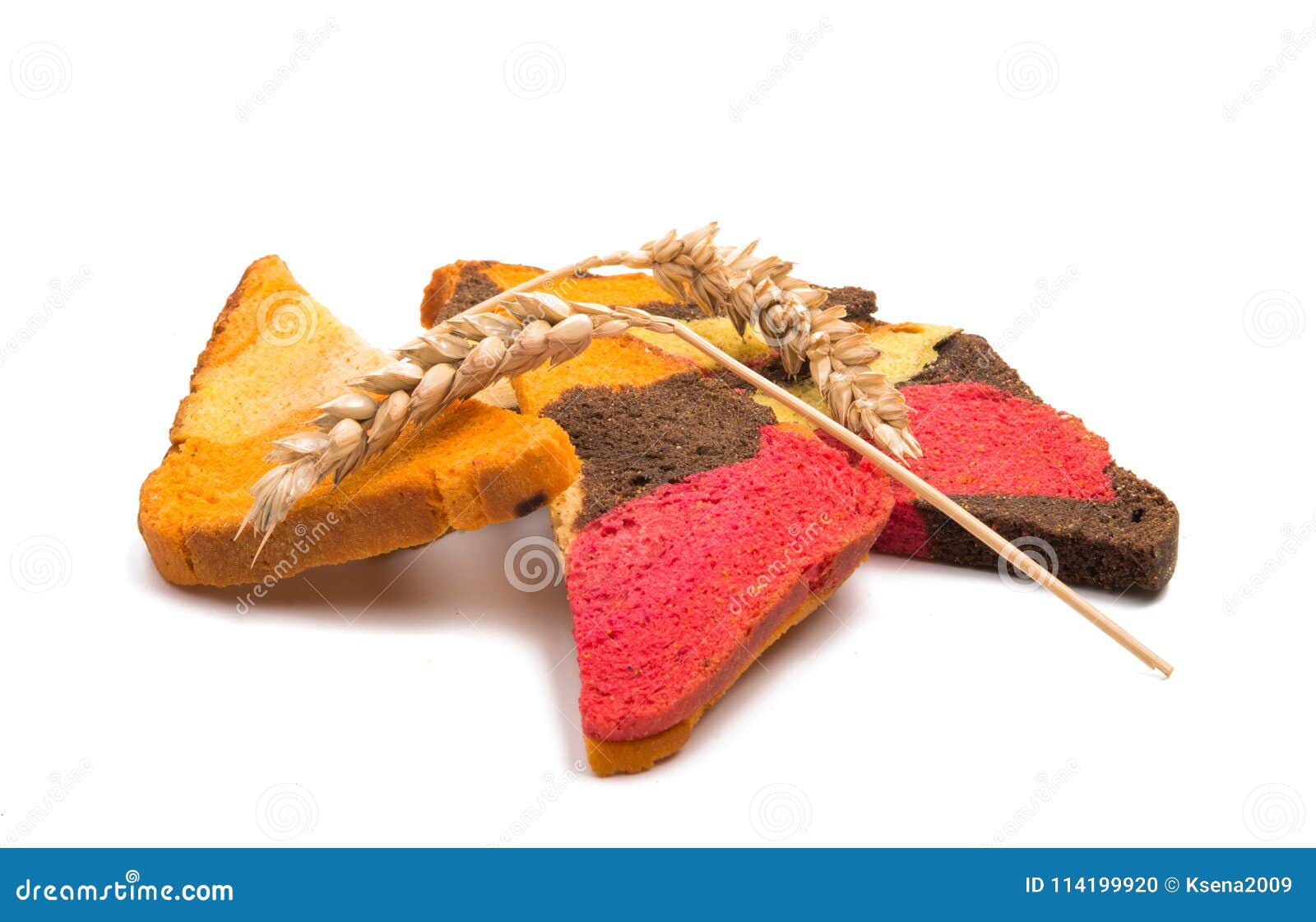 Colored toasts isolated stock photo. Image of sliced - 114199920
