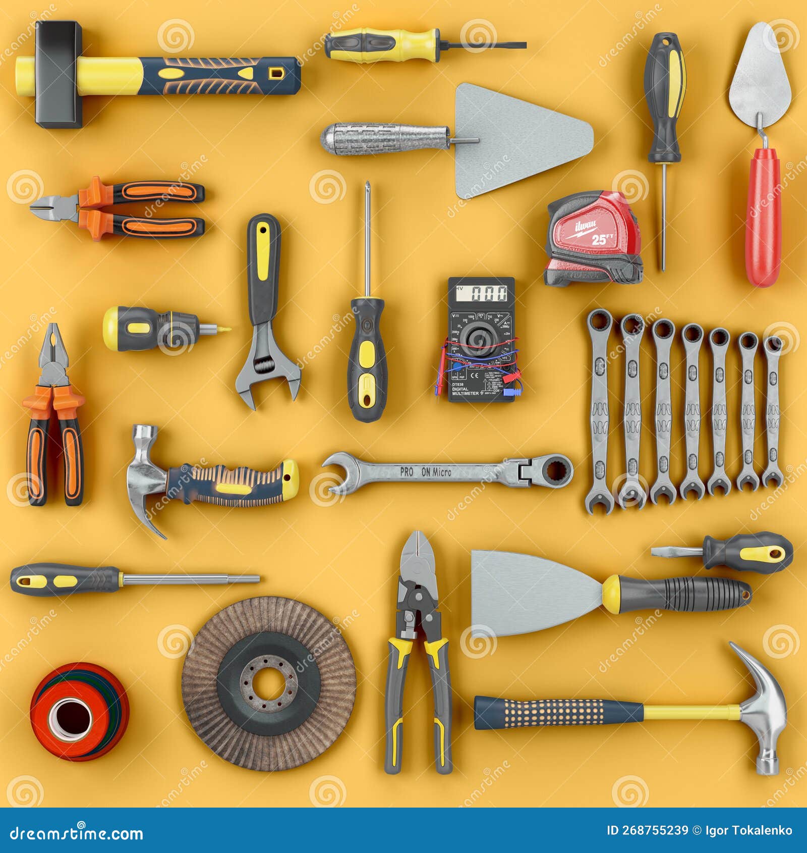 Colored Tools Set Background Concept of Repair Tools Warehouse ...