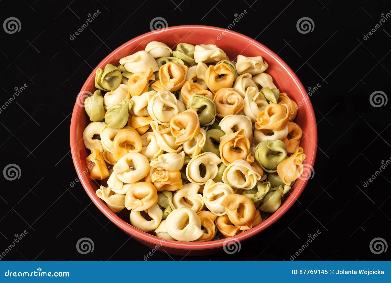 Colored Tortellini, Ring-shaped Pasta in Red Bowl Stock Image - Image ...
