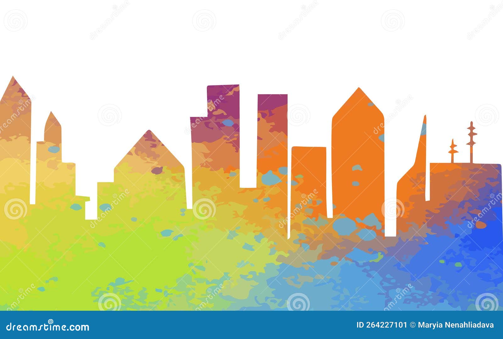 Colored Town. Abstract City Line. Vector Illustration Stock Vector ...