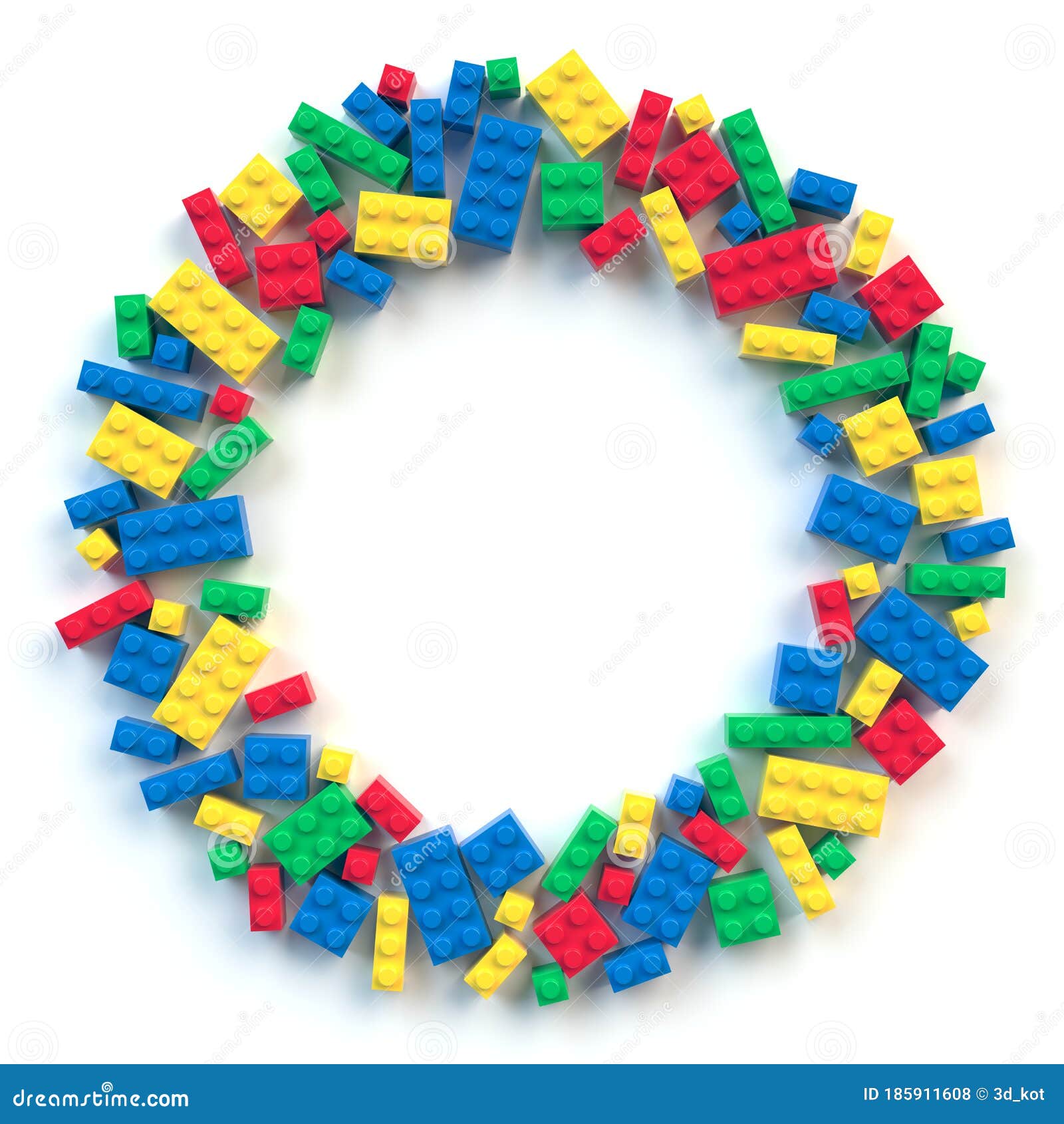 Colored Toy Bricks Arranged in Circle Frame Isolated on White ...
