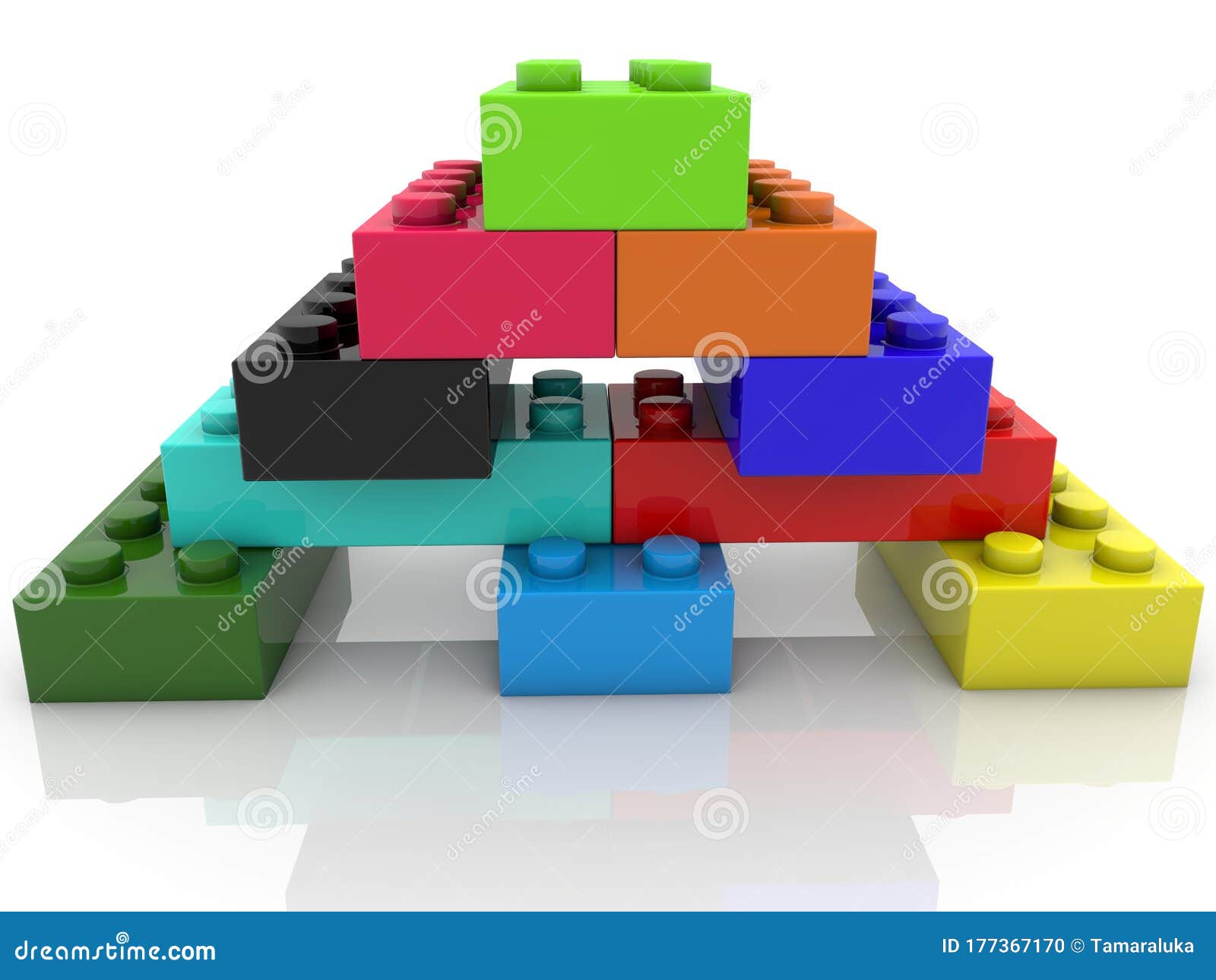 Toy Bricks Are Pyramid, In Different Colors Stock Photography ...