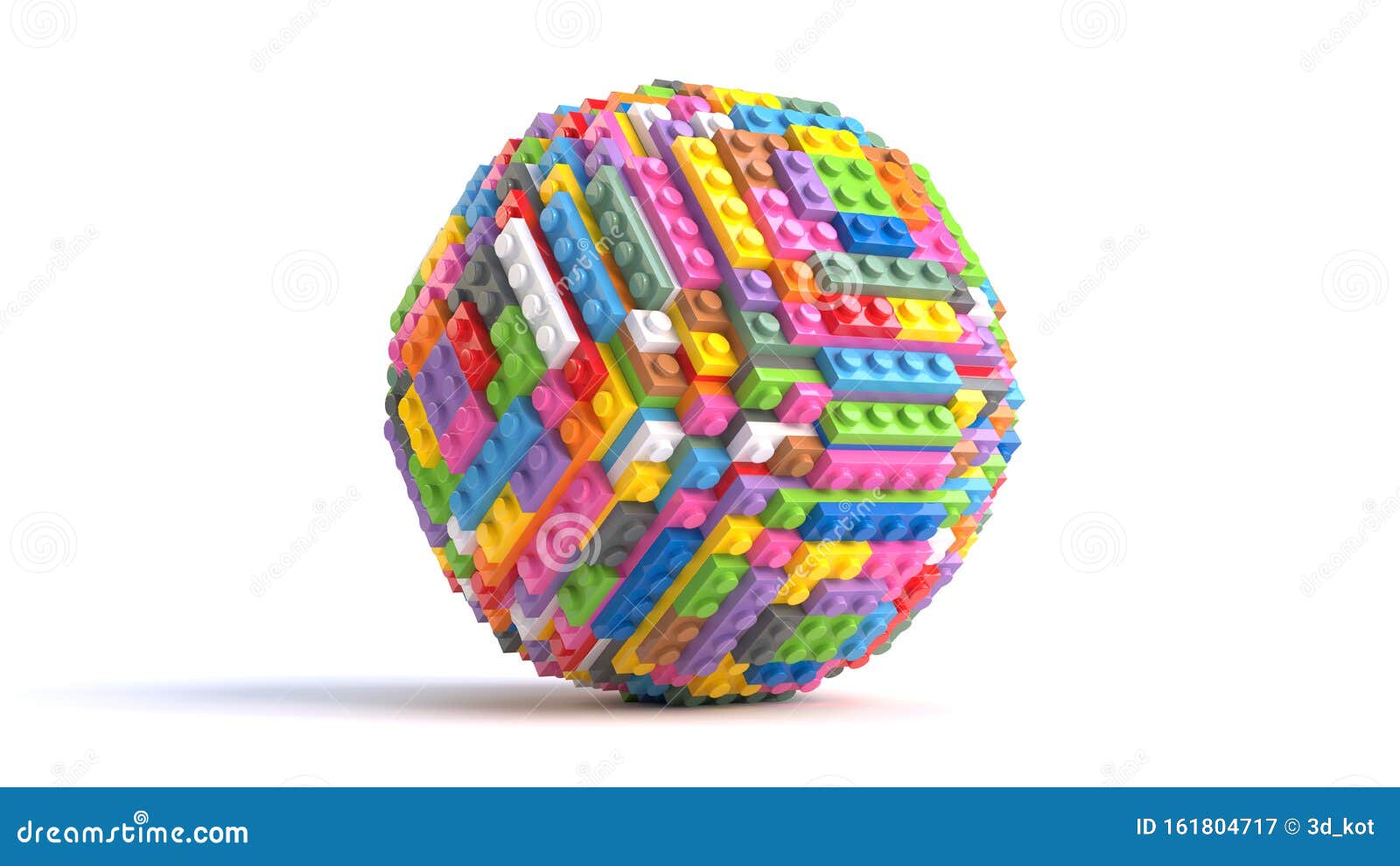 Colored Toy Bricks in Form of Sphere Isolated on White Background Stock ...