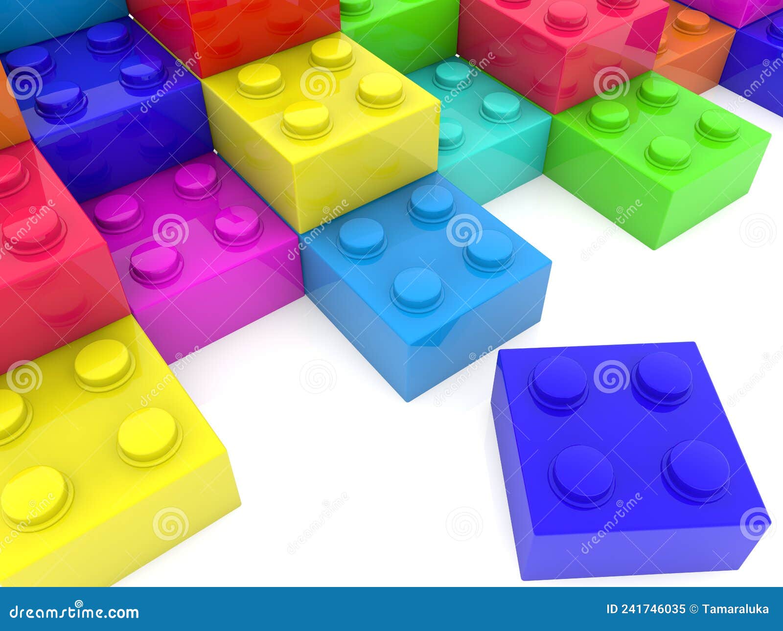 Colored Toy Bricks in the Form of Steps with a Blue Toy Brick in the ...