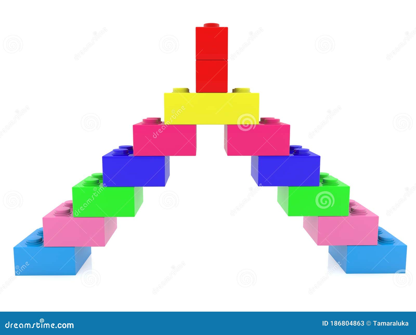 Colored Toy Bricks are Stacked in the Form of a Pyramid Stock ...