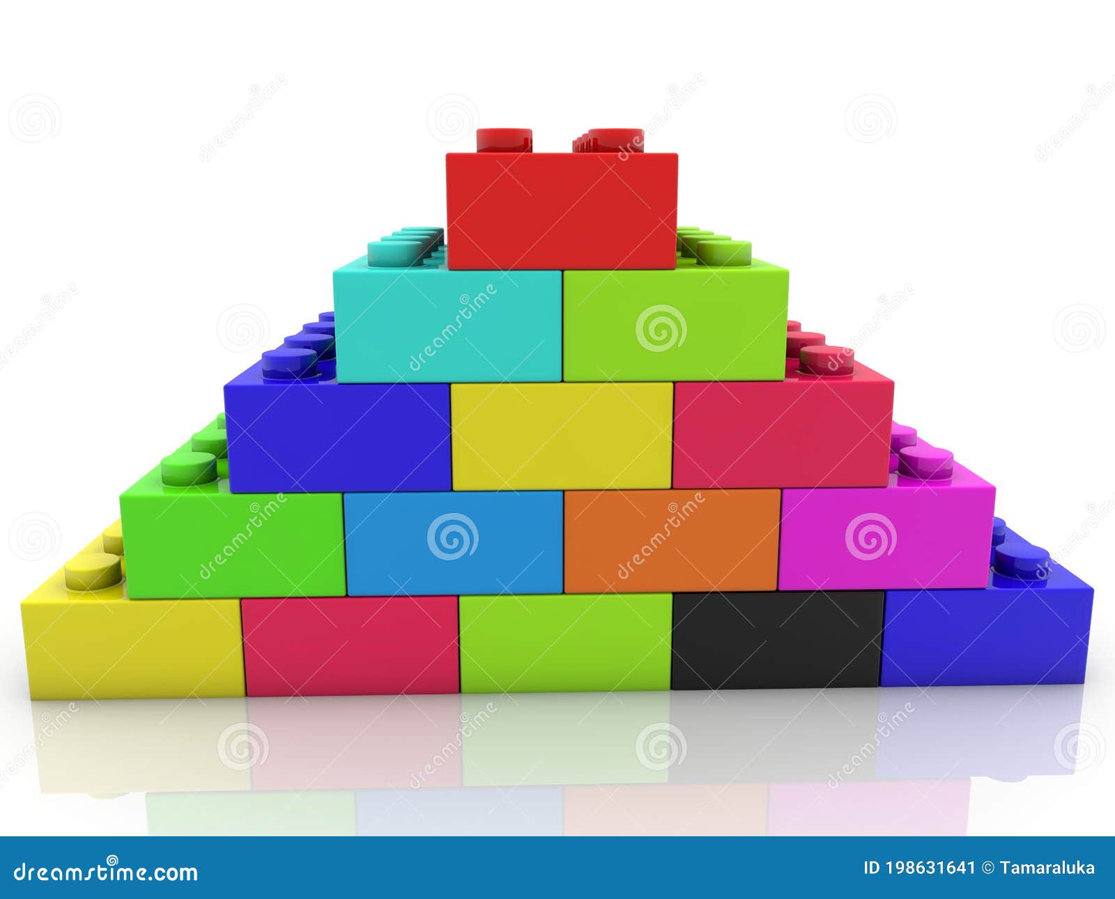 Colored Toy Bricks Stacked in the Form of a Pyramid on White Stock ...