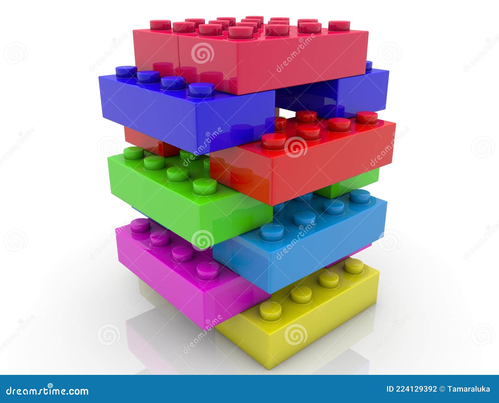 Colored Toy Bricks are Stacked in Two Rows on Top of Each Other Stock ...