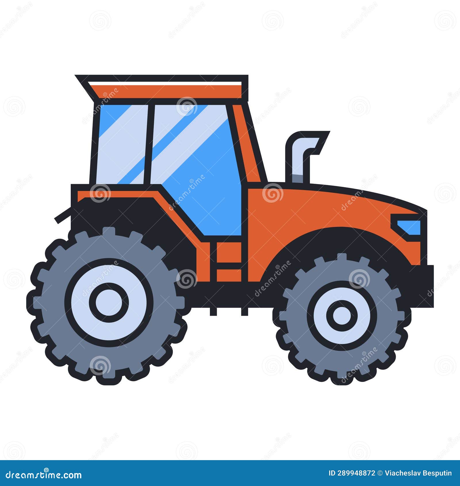 Colored Tractor Icon. Red Tractor Stock Vector - Illustration of icon ...