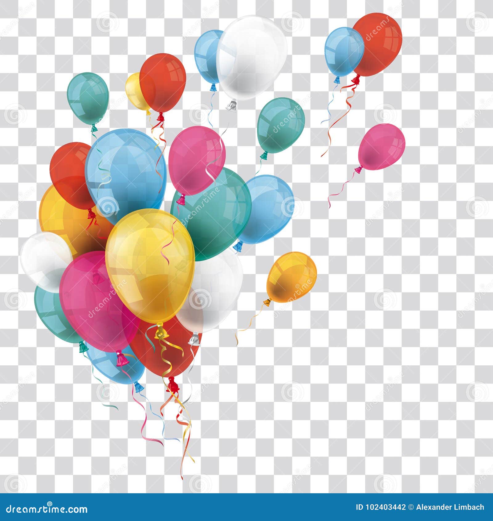 Transparent Balloons. Realistic Mockup 3d Flying Helium Party ...
