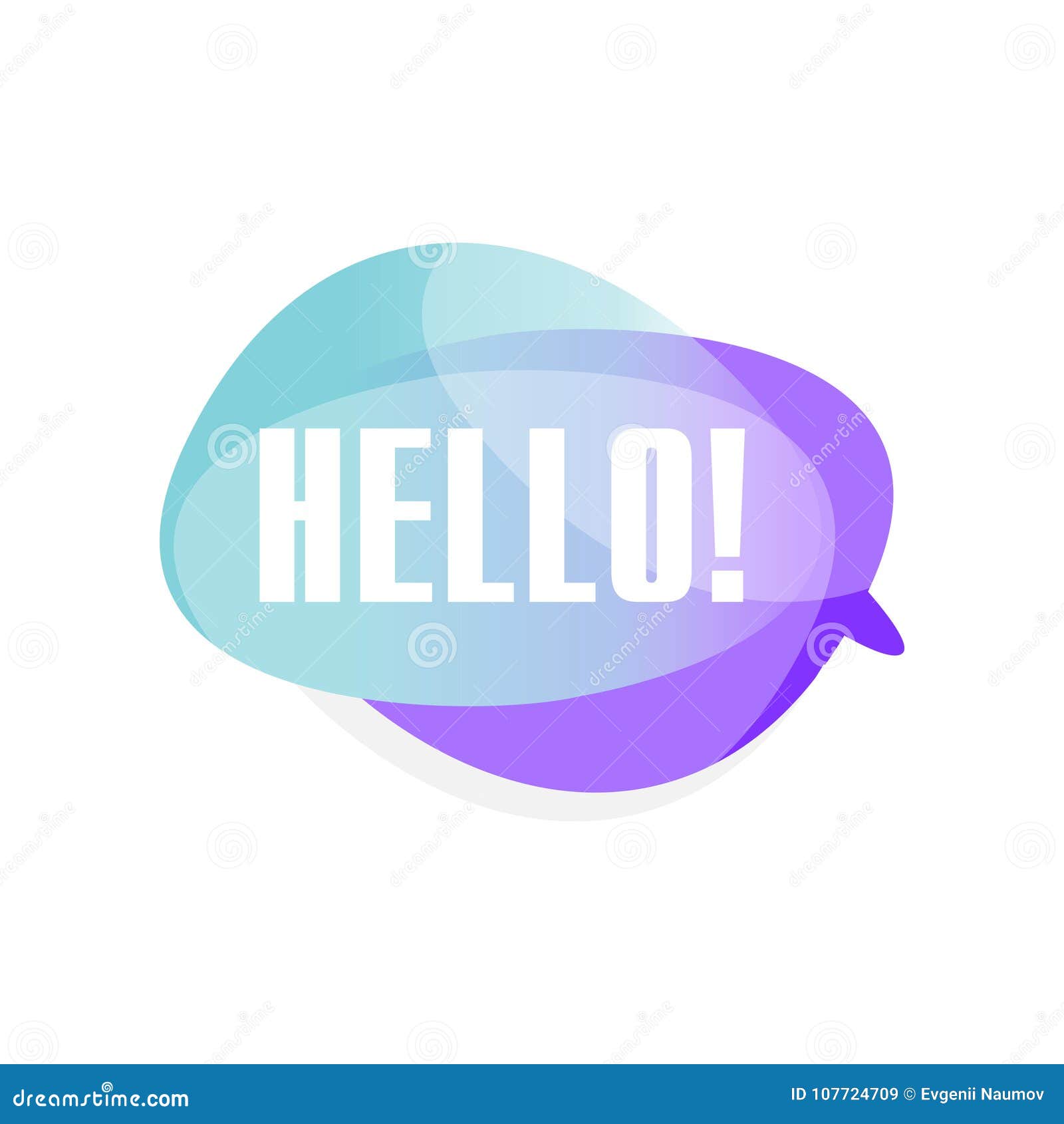 Colored Transparent Speech Bubble with Text Hello . Blue and Purple ...