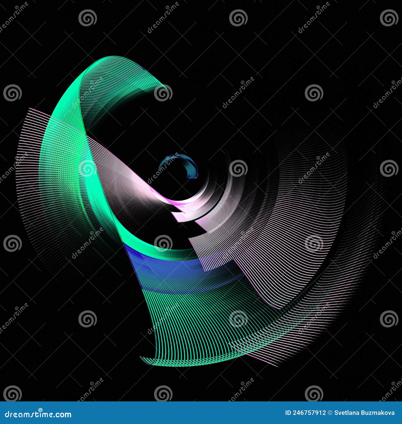 Colored Transparent Striped Abstract Propeller Elements Rotate on a ...