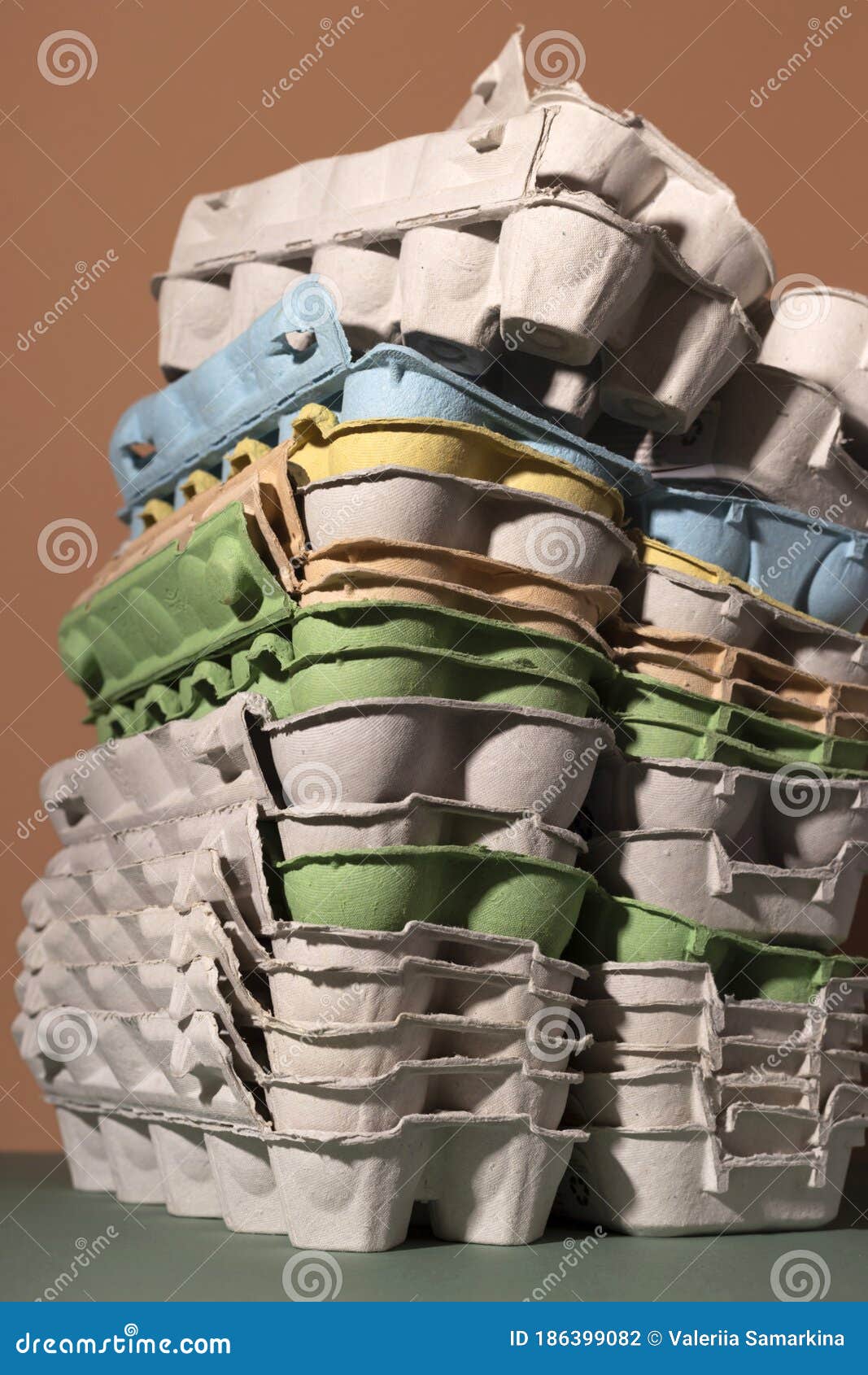 Colored Trays from Eggs. Garbage Collection for Recycling Concept ...