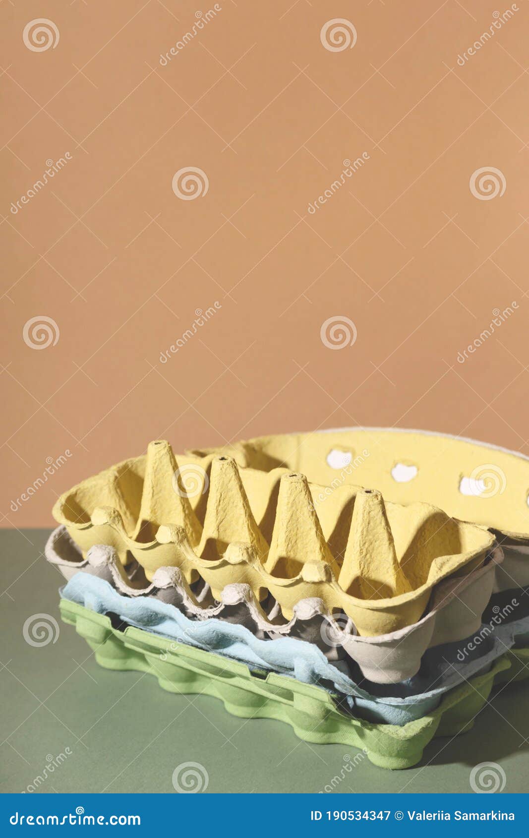 Colored Trays from Eggs. Garbage Collection for Recycling Concept ...