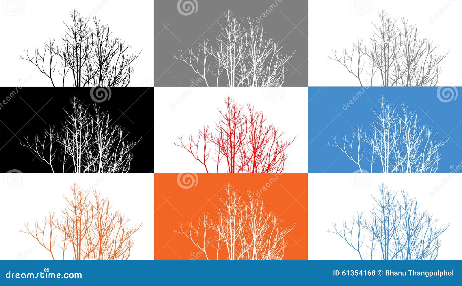 8 Colored tree branches stock illustration. Illustration of grunge ...