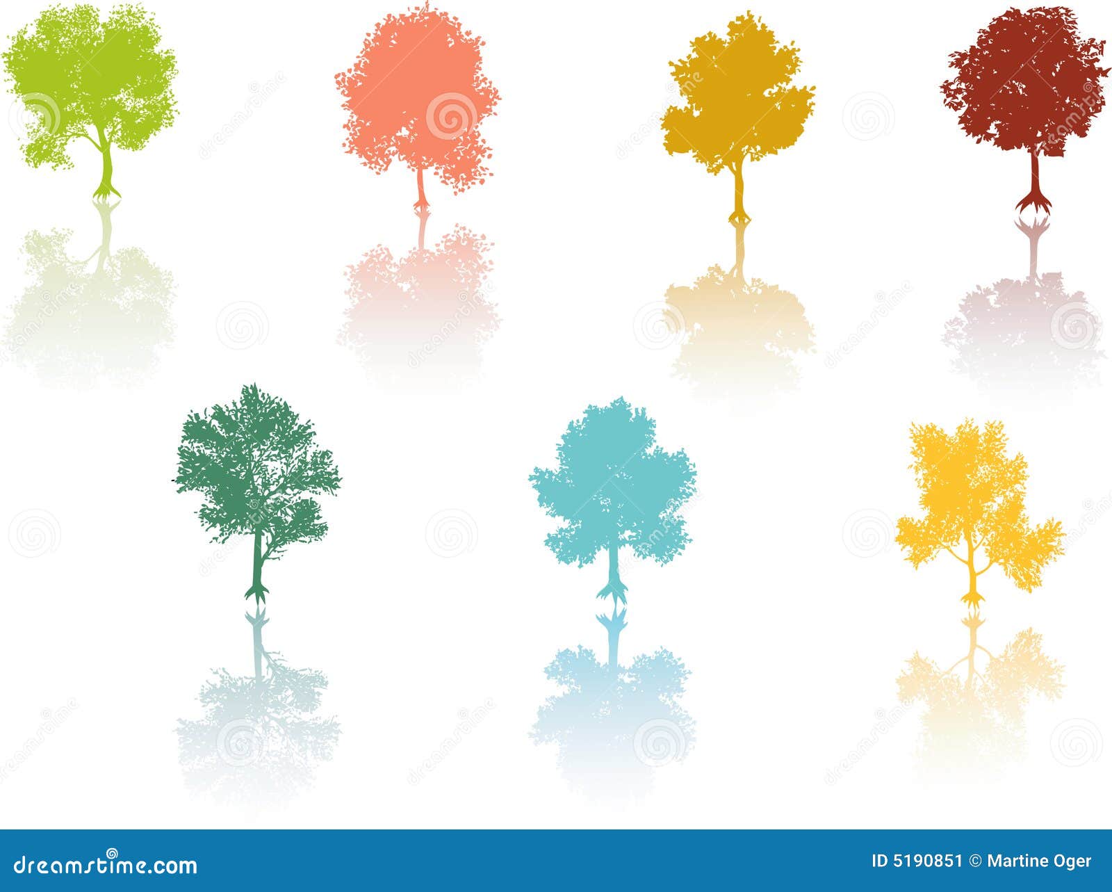 Colored Tree Reflection Vector Stock Vector - Illustration of natural ...