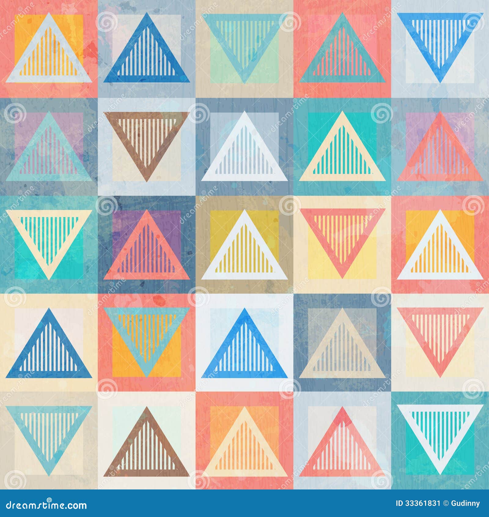 Colored Triangle Seamless Pattern with Grunge Effect Stock Vector ...