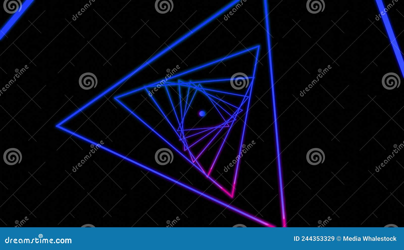 Colored Triangles Spiral on Black Background. Design. Rotating ...