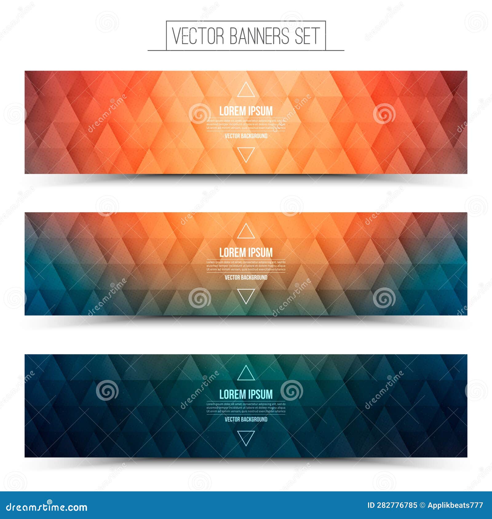 Colored Triangular Structure Orange Blue Banners Set on White ...