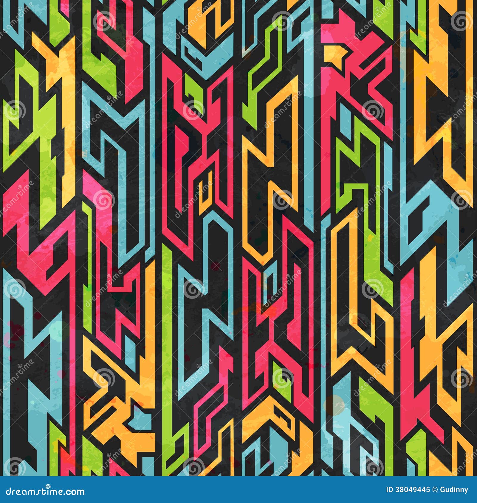 Colored Tribal Graffiti Seamless Pattern Stock Vector - Illustration of ...
