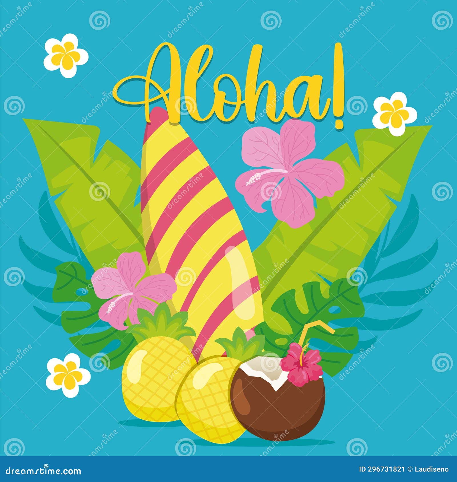 Colored Tropical Hawaii Background Vector Stock Illustration ...