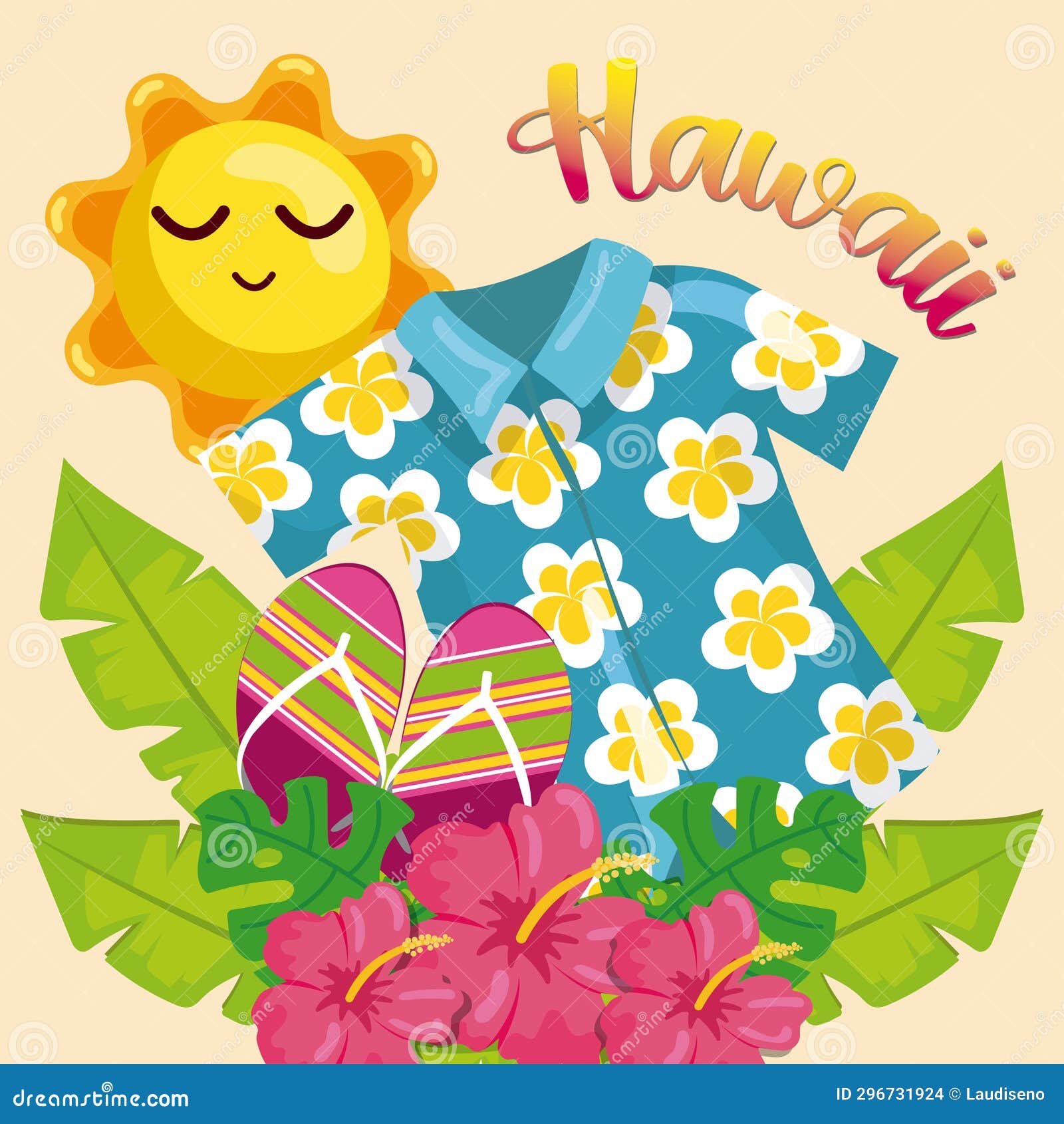 Colored Tropical Hawaii Background Vector Stock Illustration ...