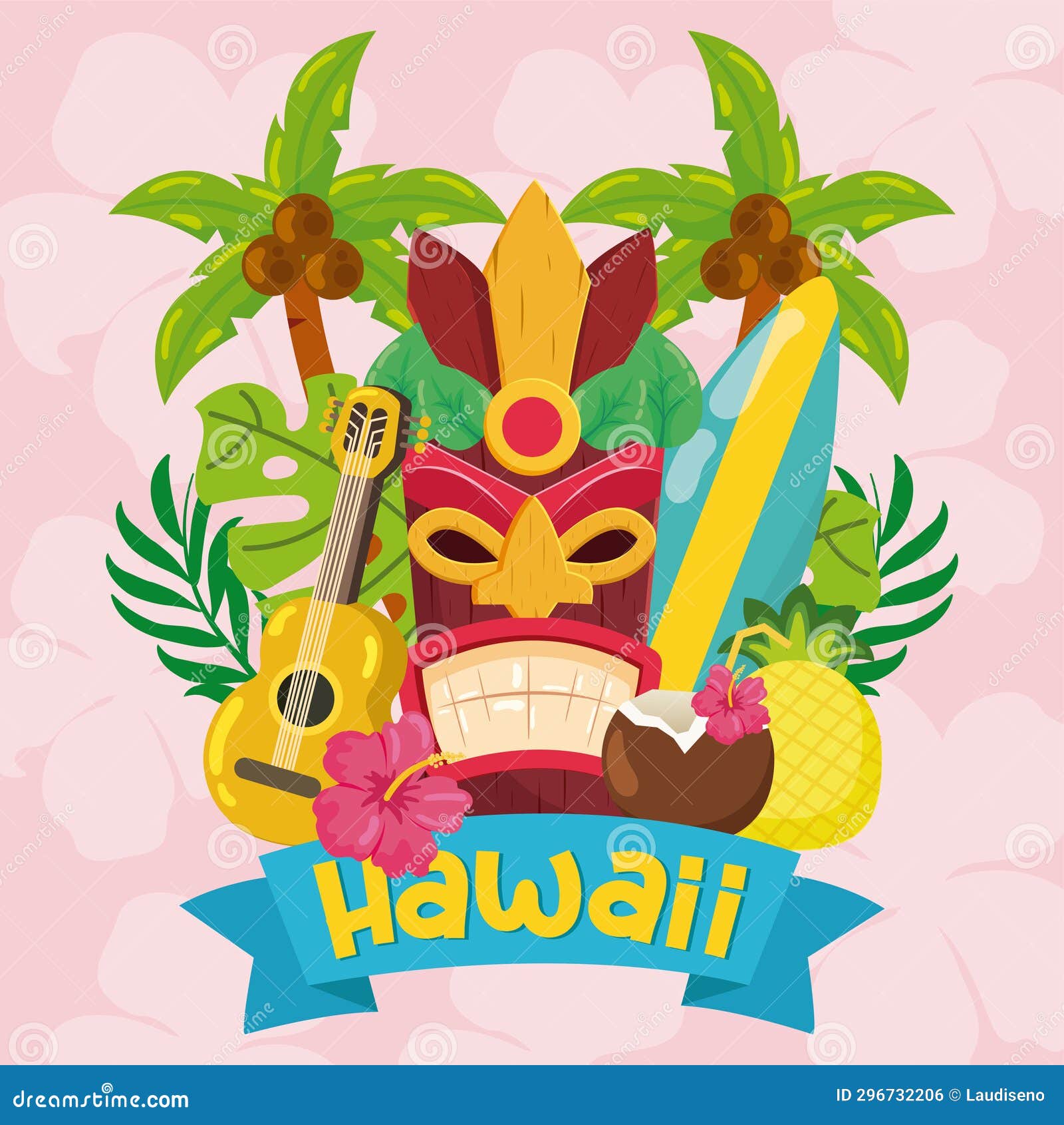 Colored Tropical Hawaii Background Vector Stock Vector - Illustration ...