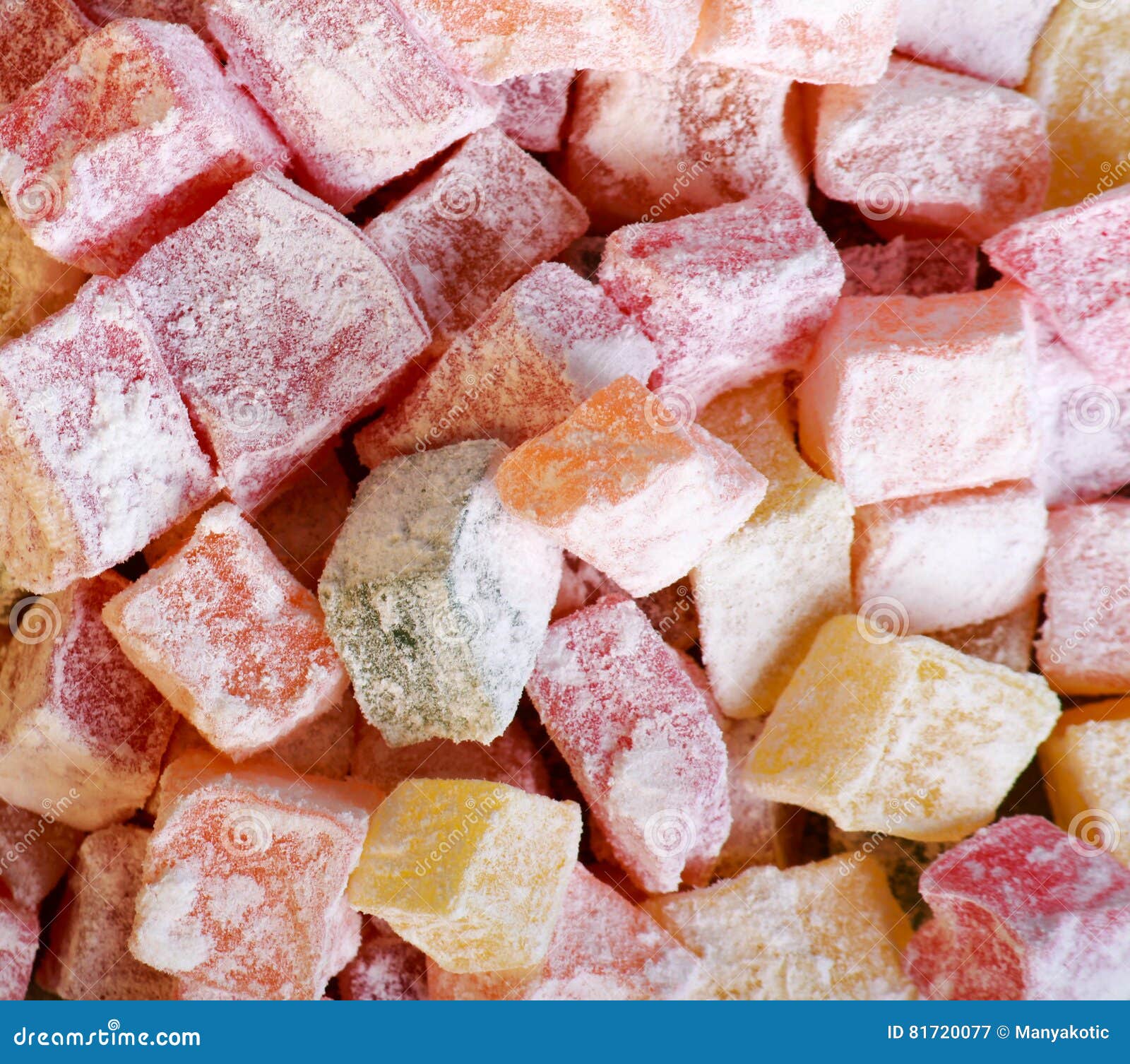 Colored Turkish Delight Sweets Coated with Icing Sugar, Stock Image ...