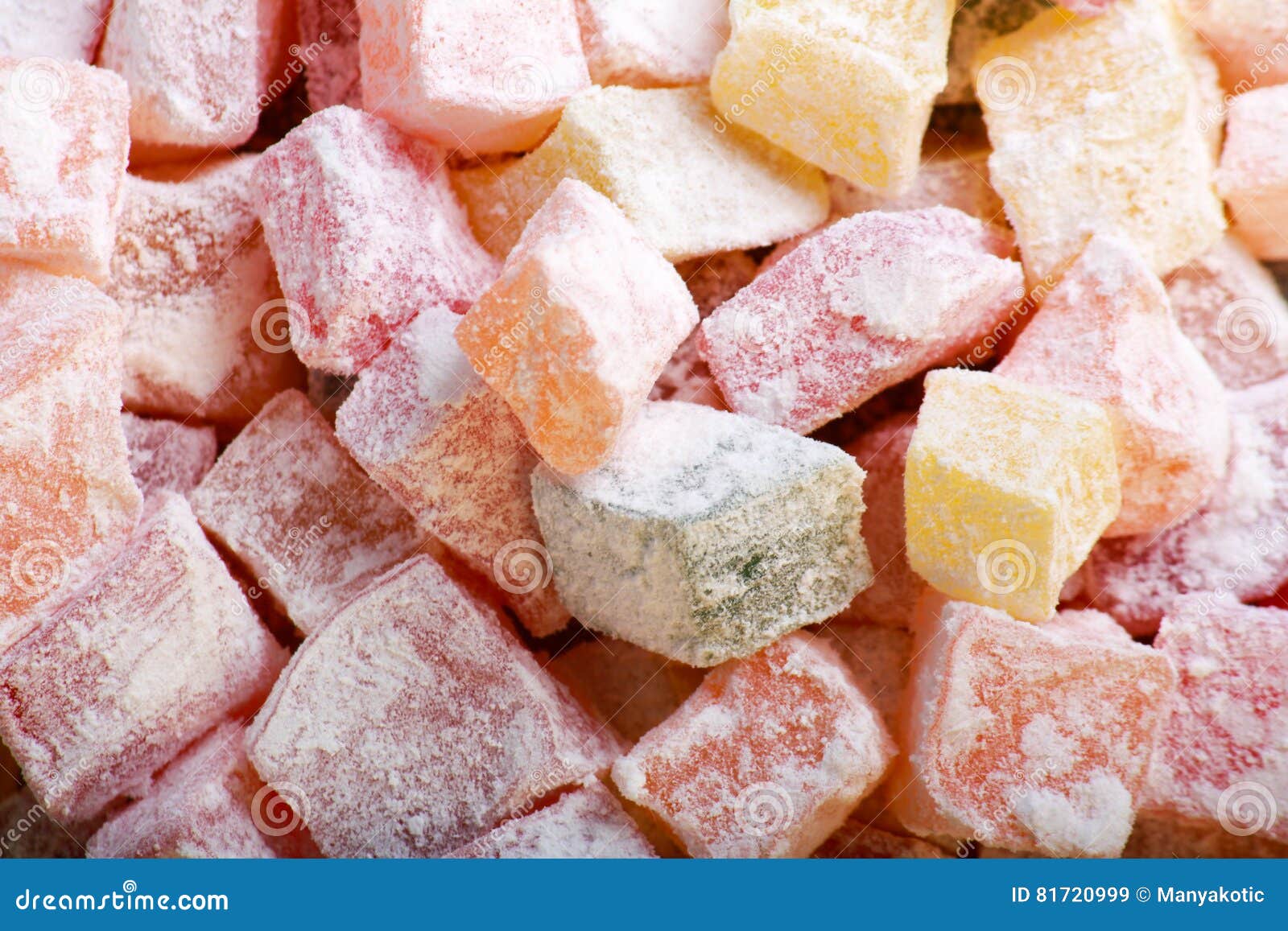 Colored Turkish Delight Sweets Coated with Icing Sugar Stock Image ...